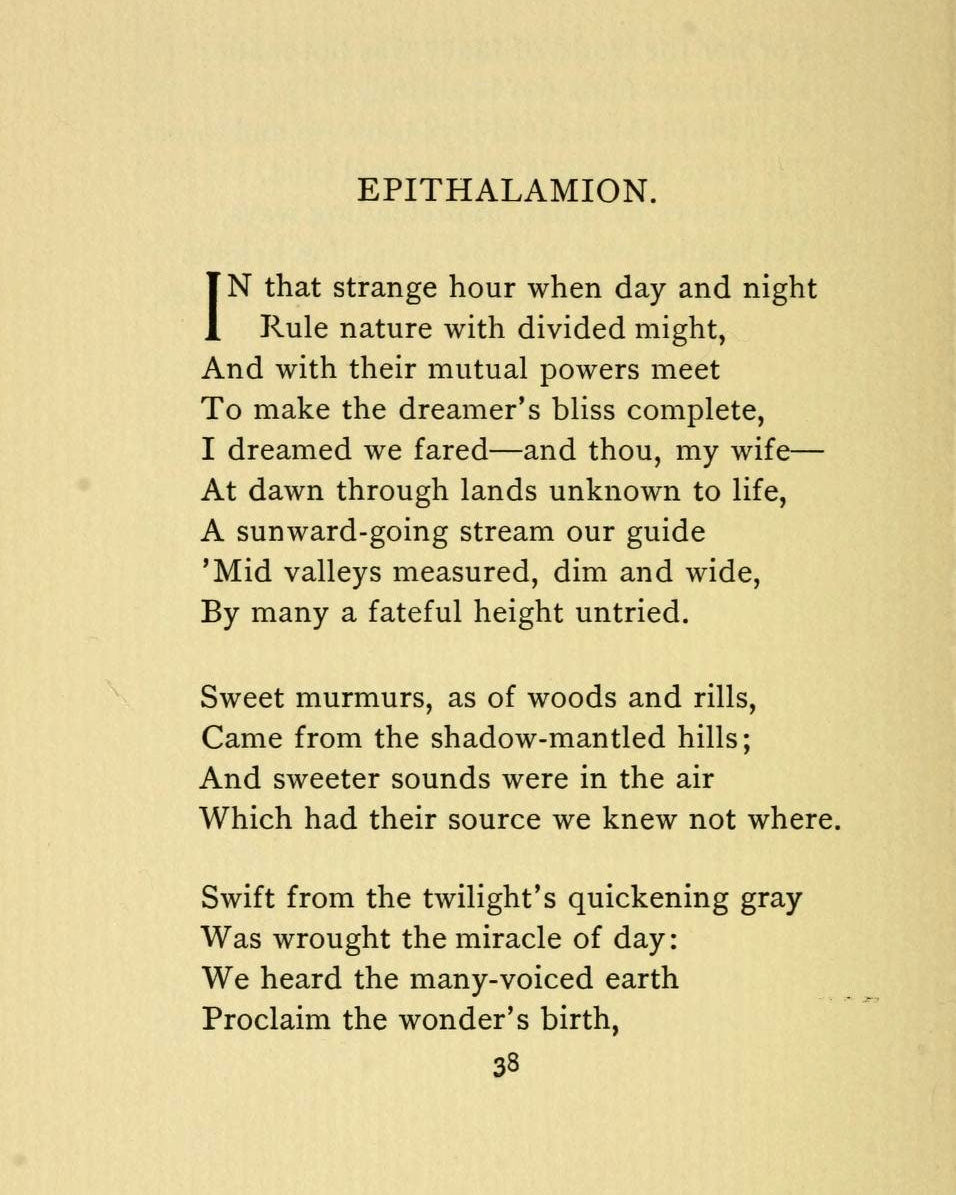 Antiquated Poems, "Epithalamion" – Atèlette