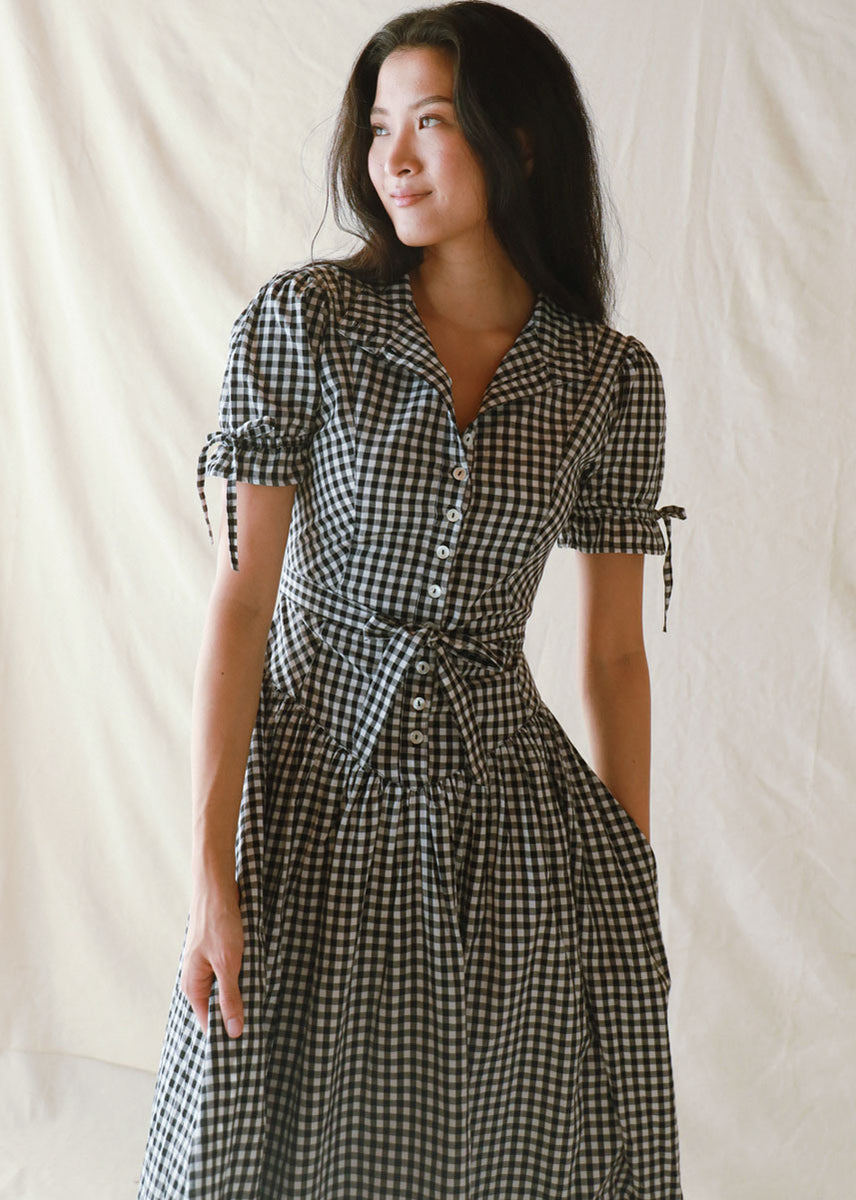 Cotton Gingham Vintage Inspired Midi Dress - Oakleigh Dress - Romantic ...