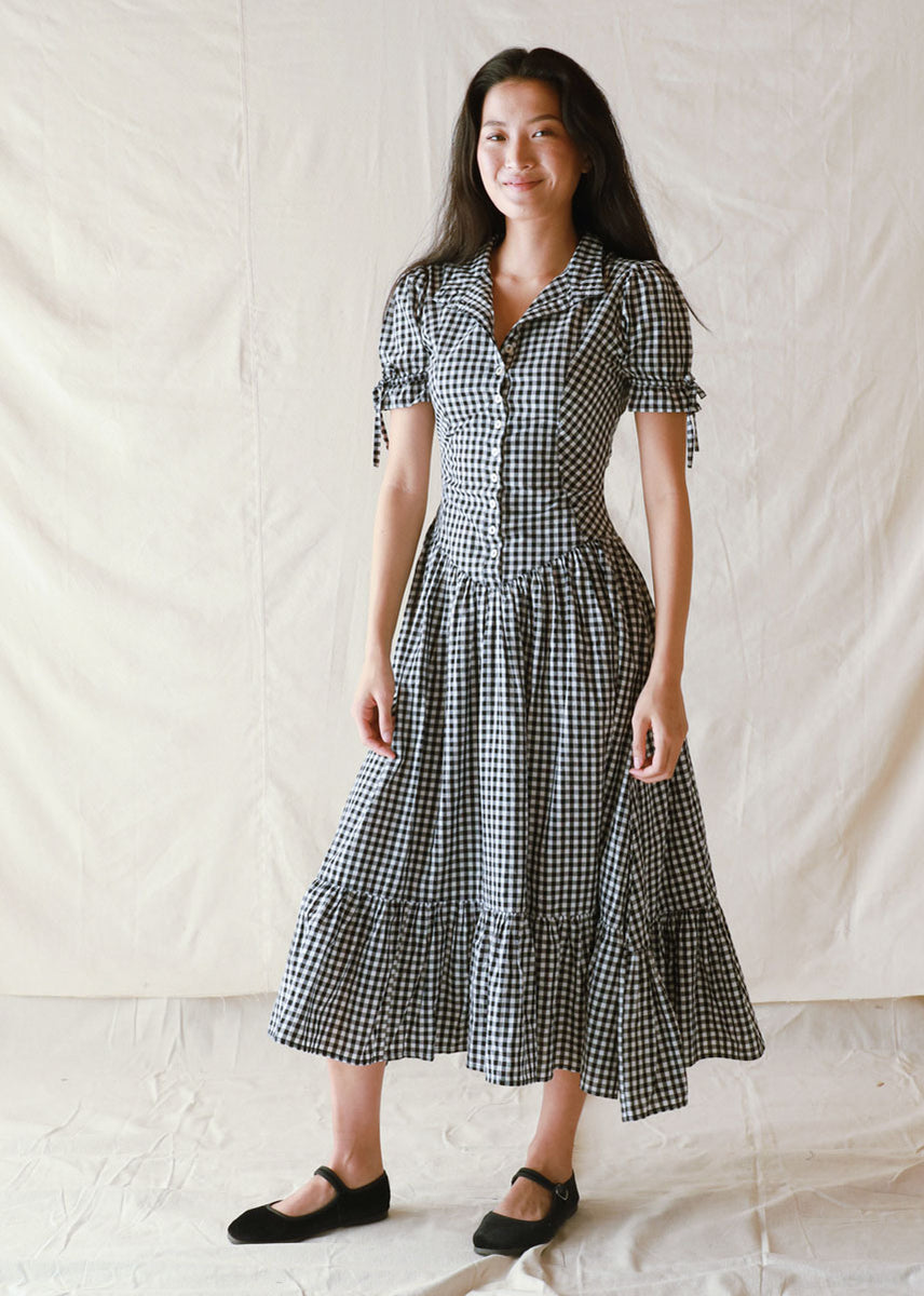 Cotton Gingham Vintage Inspired Midi Dress - Oakleigh Dress - Romantic ...