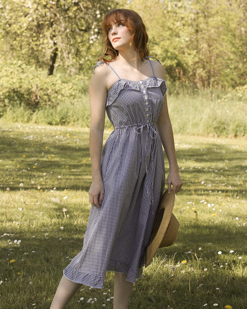 Atèlette Vintage Inspired Blue Gingham Sundress - SOLEIL - Consciously ...