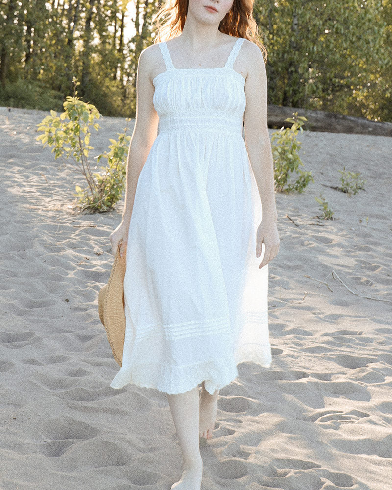 Atèlette Vintage Inspired White Cotton Sundress - SEVILLE - Consciously ...