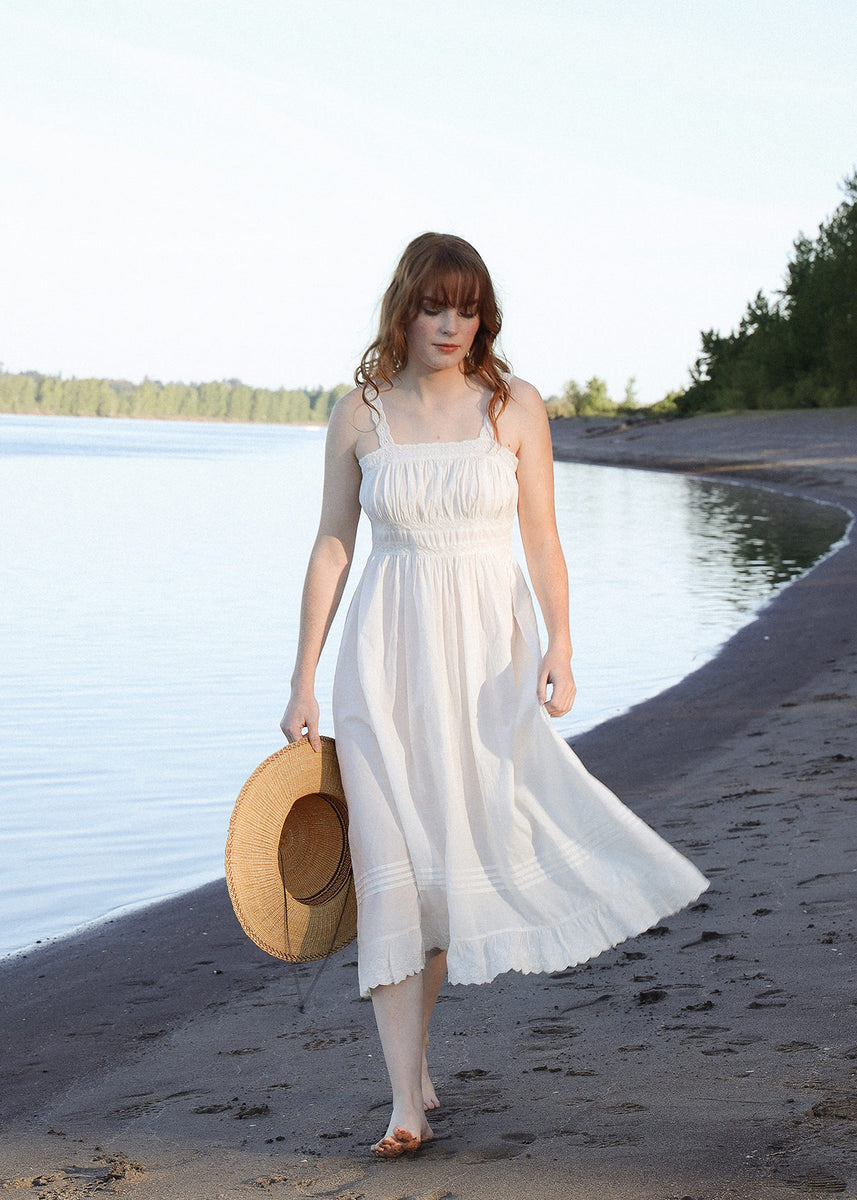 Atèlette Vintage Inspired White Cotton Sundress - SEVILLE - Consciously ...