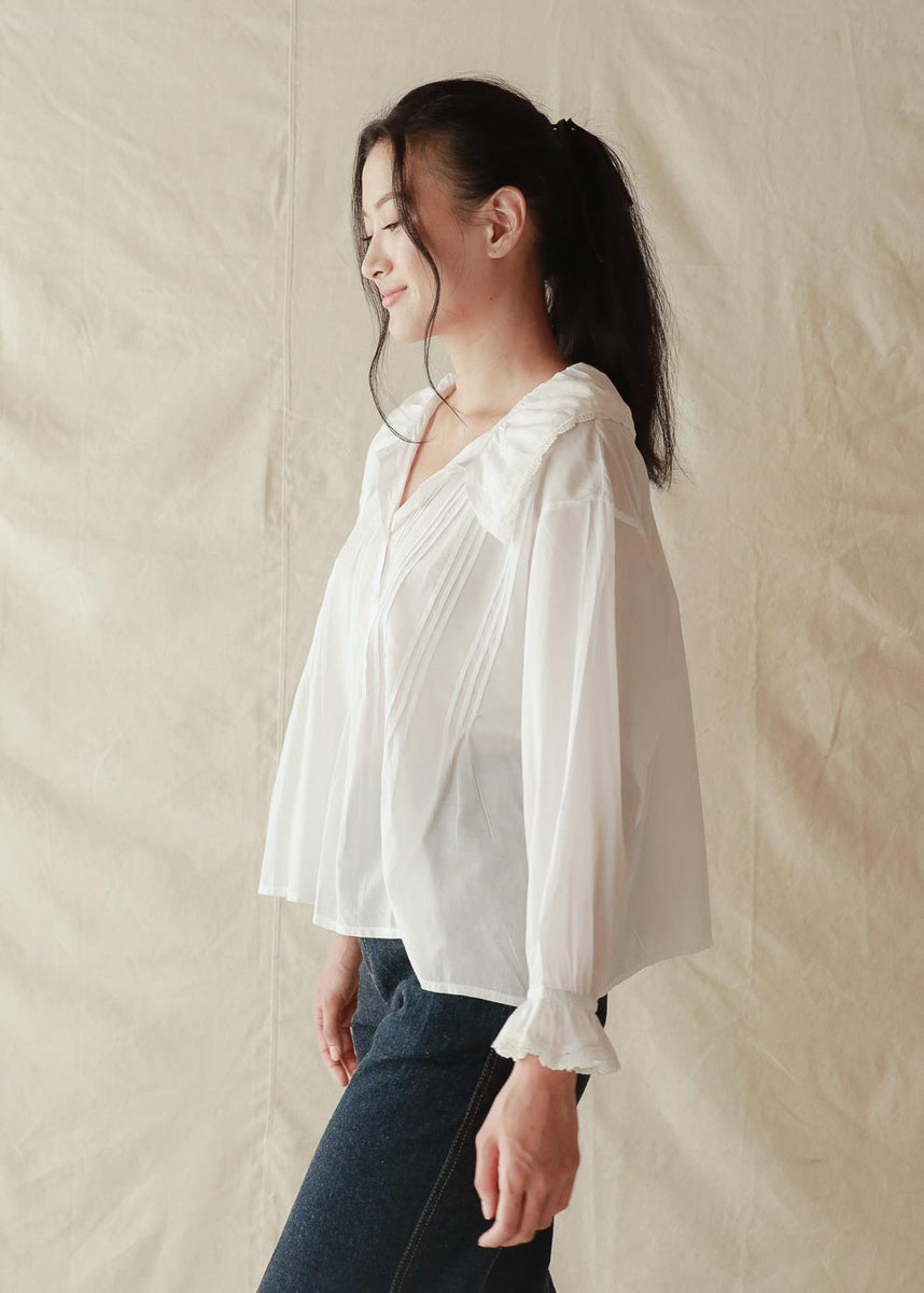 Antique Inspired White Cotton Billowy Top - Nesaea Top - Romantic ...