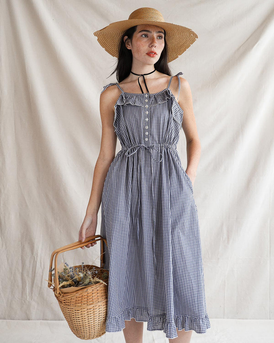 Atèlette Vintage Inspired Blue Gingham Sundress - SOLEIL - Consciously ...