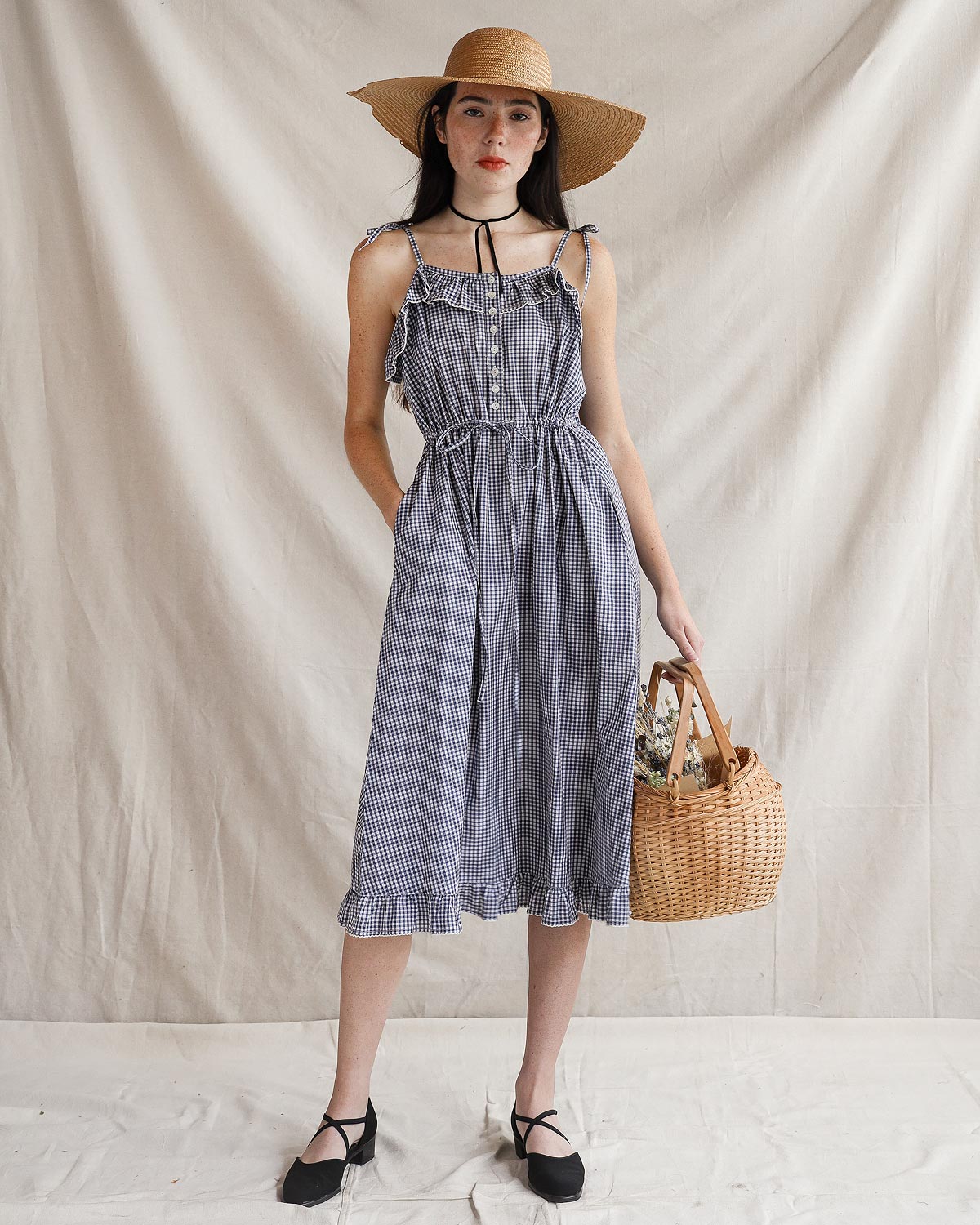 Atèlette Vintage Inspired Blue Gingham Sundress - SOLEIL - Consciously ...